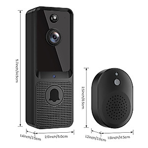 ALPHAPEACH Smart Video Doorbell Camera Wireless with Included Chime, AI Human Detection, Cloud Storage, Night Vision, 2-Way Audio, Battery Powered, 2.4G WiFi, Indoor Outdoor Surveillance