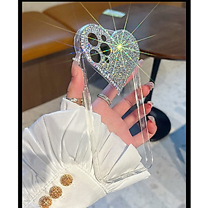 Clear Glitter Case Compatible with iPhone 14 Pro Max, 3D Heart Design Phone Cover with Girly Bling Diamond Rhinestone Sparkle Loving Hearts Slim Fit Soft Shockproof Protective Case for Women Girls