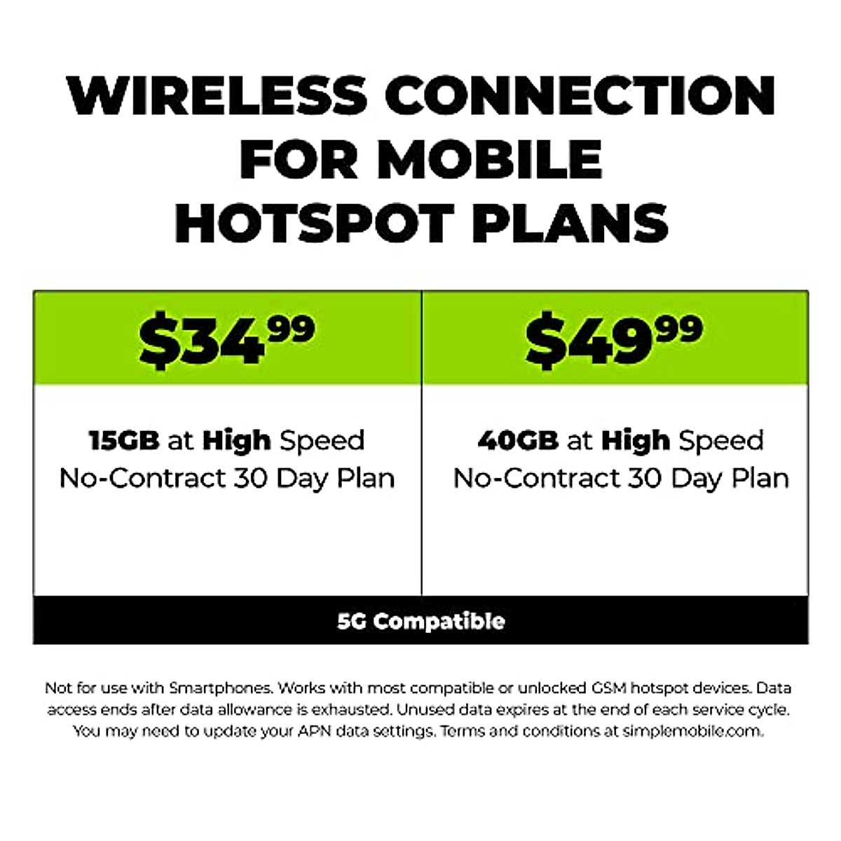 SIMPLE Mobile $49.99 Hotspot Data Plan, 40GB / 30-Days [Physical Delivery]
