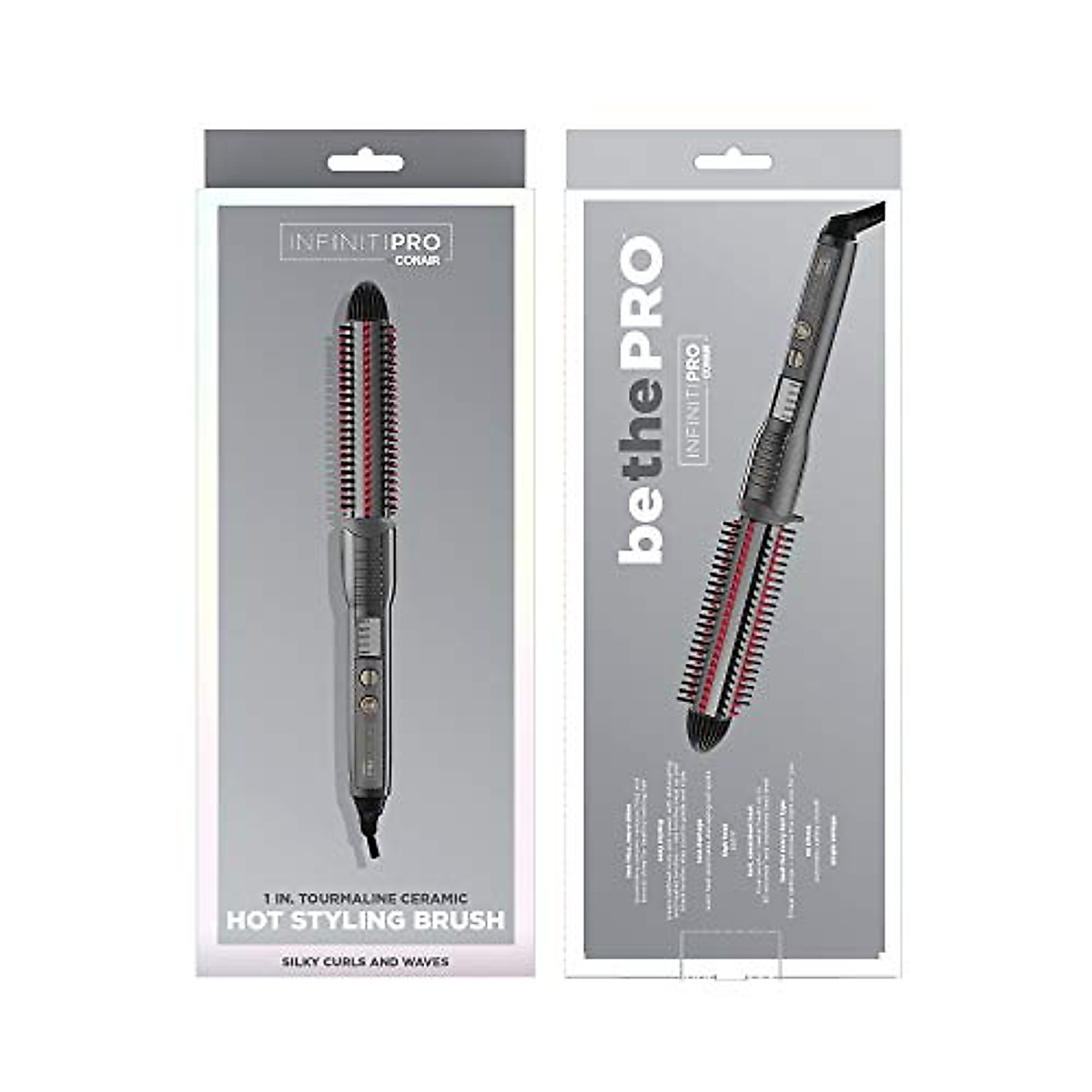 INFINITIPRO BY CONAIR Nano Tourmaline Ceramic Hot Curl Brush, 1-Inch