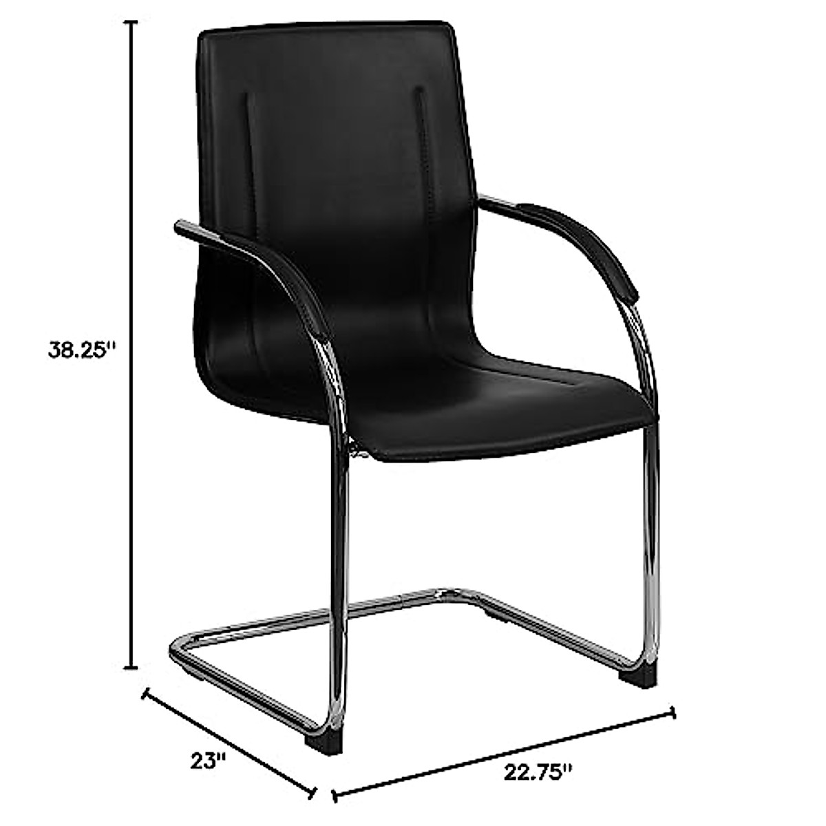 Flash Furniture Siena 4 Pack Black Vinyl Side Reception Chair with Chrome Sled Base