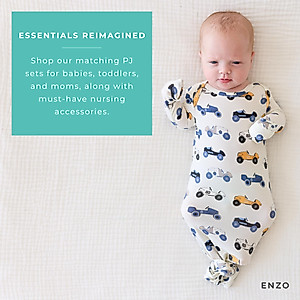 Posh Peanut Infant Gown - Unisex Soft Baby Clothes - Viscose from Bamboo Infant Layette Swaddle Wear- 0-3 Months (Enzo Knotted)