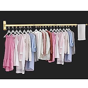 EAFTOS Drying Rack Indoor Balcony Outdoor Home Retractable Collapsible Laundry Garment Hanger for Balcony, Laundry Bathroom and Bedroom (Color : Gold, Size : 198x17.6cm)