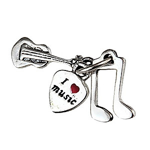 Musical Note,Guitar,I Love Music Red Enamel Heart Charm 925 Sterling Silver Bead for Pandora Charms Bracelet