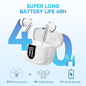 Wireless Earbuds, Bluetooth 5.3 Headphones 40Hrs Playtime Deep Bass Stereo in-Ear Earbud, LED Power Display, Call Noise Canceling Headphones with Mic, IP7 Waterproof Earphones for iPhone Android