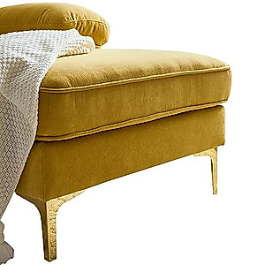 Merax 83.07" Modern Sectional Sofas Couches Velvet Upholstered L Shaped Couches for Living Room, Bedroom,Office,Yellow