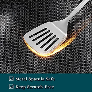 DELUXE Wok and Stir-Fry Pan, Nonstick Honeycomb Pan Kitchen Cookware with Lid, Induction Gas Stove, Suitable for Cooking, Saute, Skillet, Dishwasher and Oven Safe (12.6INCH 316 Stainless steel)