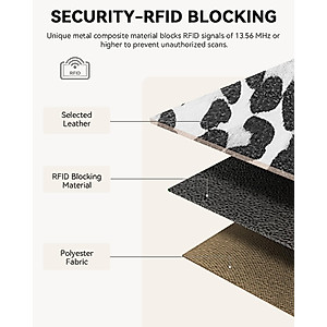 BOSTANTEN Leather Wallet for Women RFID Blocking Zip Around Credit Cards Holder Phone Clutch Leopard Black