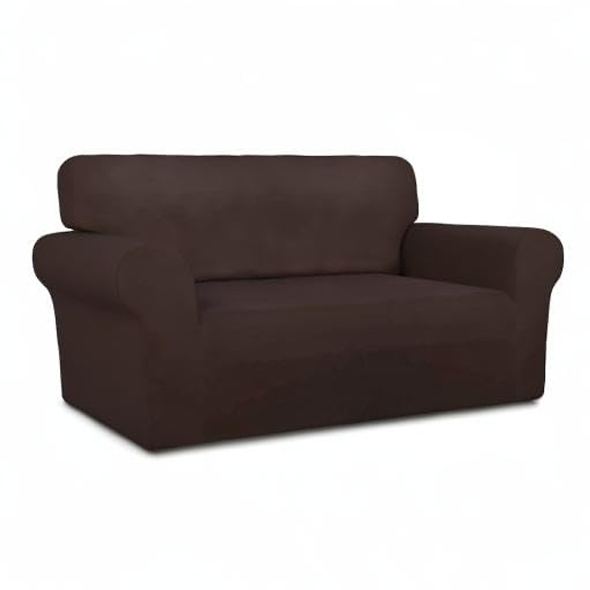 PureFit Super Stretch Sofa Slipcover – Spandex Non Slip Soft Couch Sofa Cover, Washable Furniture Protector with Non Skid Foam and Elastic Bottom for Kids, Pets （Loveseat, Chocolate）