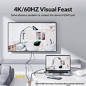 iDsonix USB C Extension Cable - Right Angle 1.6Ft USB C Extender Cable Support 20Gbps USB 3.2 Gen2x2 / 4k@60Hz / 100W Fast Charging for USB C Hub/Dell XPS/MacBook/iPad Pro, Nylon Braide