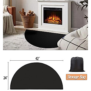 Ahpuhtan Fireproof Fireplace Mat, 24 x 42 Inch Hearth Rugs for Fireplaces, Half Round Hearth Rug Pad for Fireplace Floor Protector, Fireplace Rugs for Wood Stove Indoor Outdoor