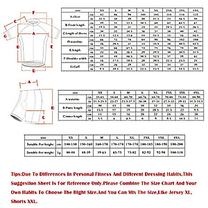 MOXILYN Men's Cycling Jersey Bike Clothing Set Full Zipper Breathable Quick-Dry Shirt + Cycling Bibs with 20D Padded