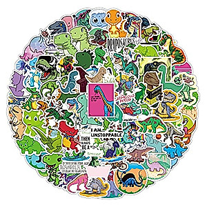 Adeela 100pcs Cute Dinosaur Stickers | Waterproof VSCO Stickers | Great on Waterbottles - Tablets - Laptops - PCS - Phones - Luggage | Assorted Sticker Packs for Kids Teens Adults