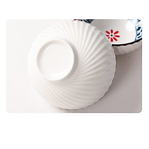 RYUHYF ceramic bowl, Japanese rice bowl, with gift box. 10 oz thick blue and white porcelain bowl, kitchen cereal bowl, dessert bowl (Two bowls set)