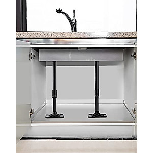 QWORK Undermount Sink Brackets Kit, 2 Pack Steel Undercounter Sink Stand Adjustable Support Sink Leg, Sink Repair Bracket Kit, for Kitchen and Bathroom (17.7-30.3"), Black