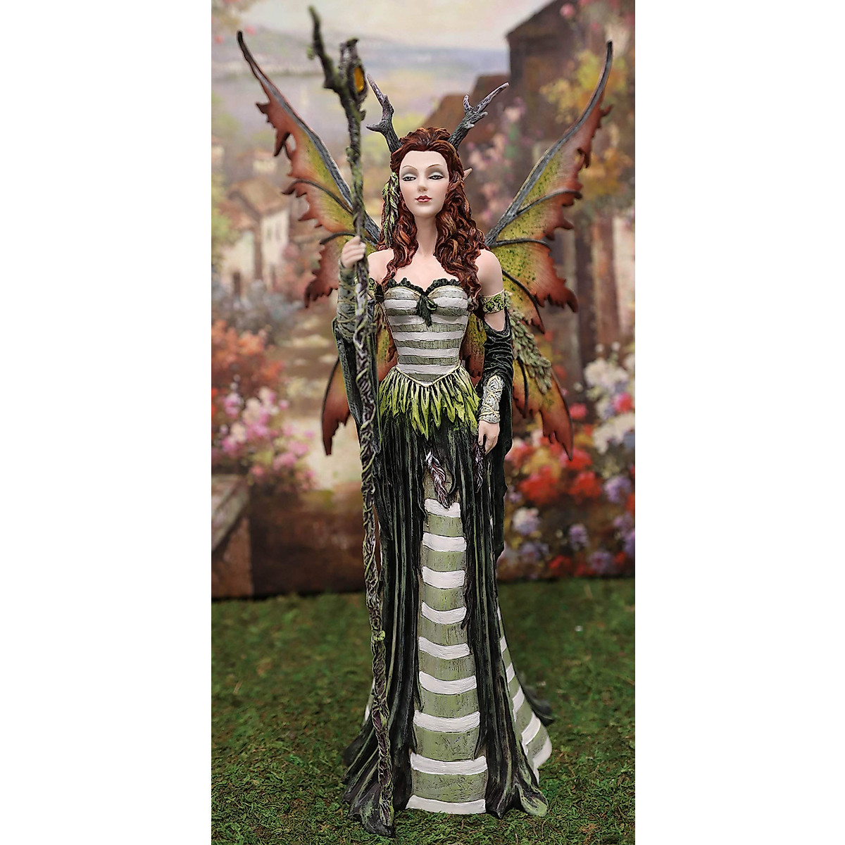 Ebros Whimsical Forest Tree Ent Greenwoman Dryad Fairy with Merlin's Staff and Crown of Branches Statue 19" Tall by Amy Brown Garden FAE Pixies Fairies Whimsical Fantasy Figurine Decor