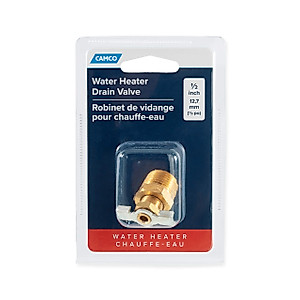 Camco ½" RV Water Heater Replacement Drain Valve - Replace Your RV Water Heater Drain Valve | Simple and Easy Installation | Durable Brass Construction - (11703)