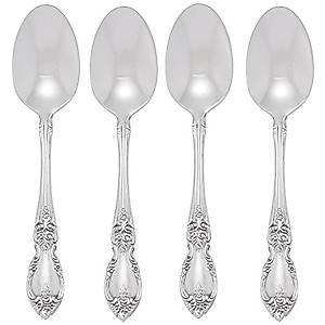 Oneida Louisiana Fine Flatware Teaspoons, Set of 4, 18/10 Stainless Steel