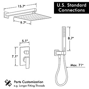 KES Shower Faucet Set, 10 Inches Rain Shower Head with Handheld Spray, Shower System Pressure Balance Wall Mounted (cUPC Certified Shower Valve Included), Matte Black, XB6230-BK