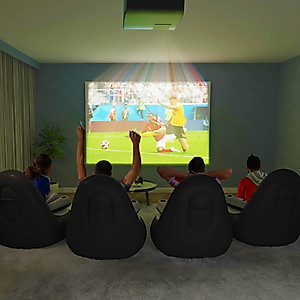 Blow Up Couch,Inflatable Chair,Inflatable Couch with Armrest,Foot Stool＆Cup Holder, Portable Lazy Sofa,Inflatable Lounger with Comfy Flocked Surface for Rooms,Party,Camping,Garden,Tavel (Grey)