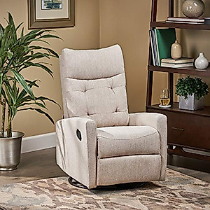 Christopher Knight Home Ishtar Glider Swivel Push Back Nursery Recliner, Beige, Black