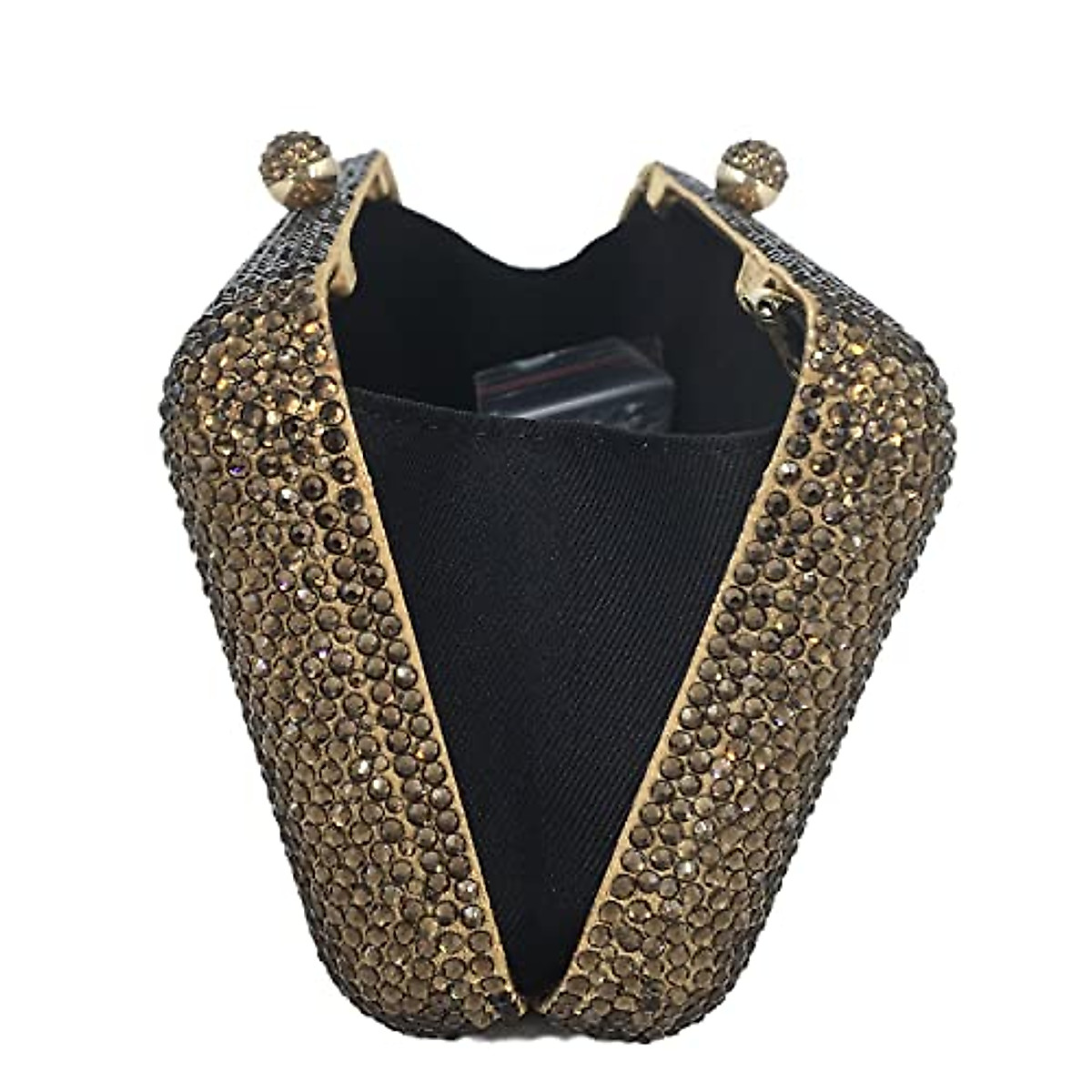 Elegant Long Crystal Box Clutch Evening Bag for Women Wedding Handbags Party Rhinestones Purse (Small,Bronze)