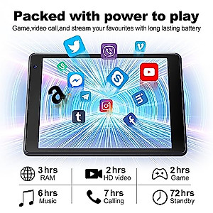 Android 12 Tablet 7.5 inch, Tablets Computer 64GB Storage 512GB Expandable, Quad-Core Processor, PS FHD 1440x1080 Resolution Display, Google GMS Certified Smart Tablet/WiFi (Gray)