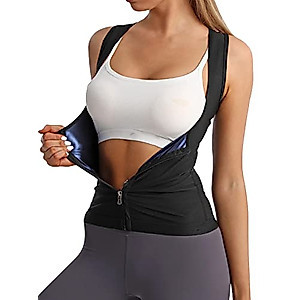 Verdusa Women's Waist Trimmer Sweat Vest Waist Trainer Cincher Underbust Body Shaper Blue Black XL