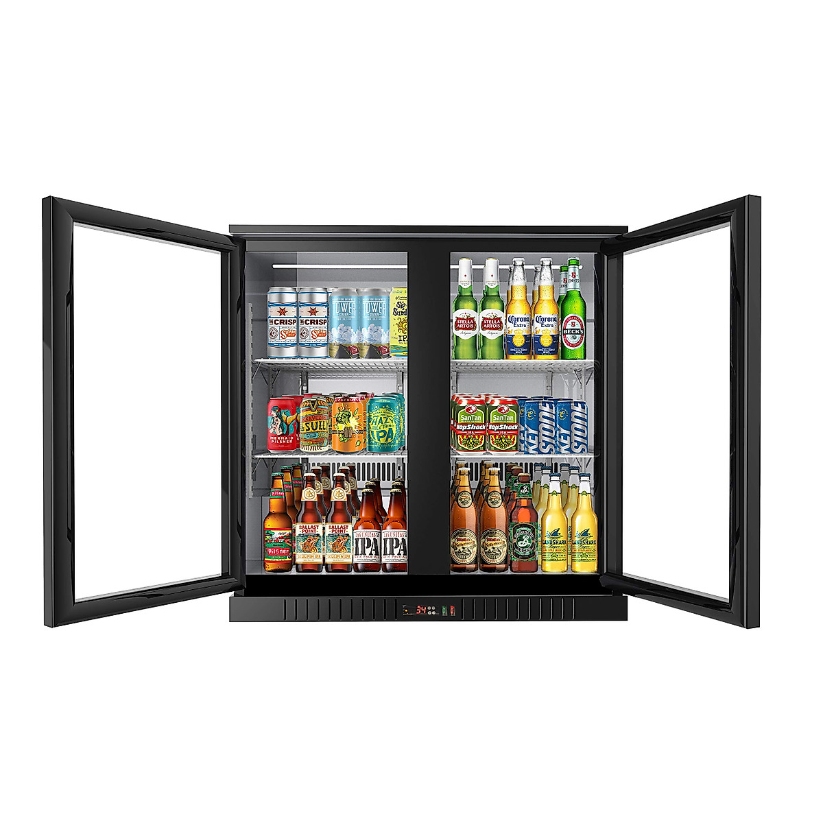 KoolMore BC-2DSW-BK Refrigerator, Double Door, Black