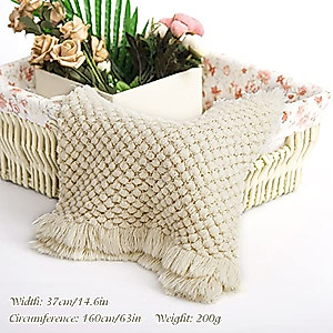 SPOKKI 3 Pcs Newborn Photography Props Outfits Set, Knitted Blanket for Baby Photo Props, Beige Elastic Wrap for Photoshoot, Flower Headband for Infant Boys Girls, Baskets Filler Posing Props