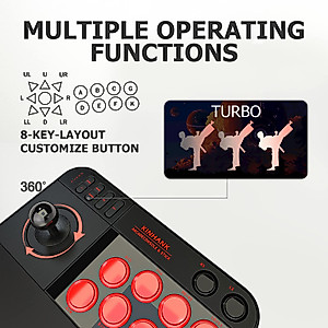 Arcade Stick X3 Super Console, Retro Game Console,50000+Games, All-Around 3D Joysticks, Support Custom Buttons,EmuELEC 4.5/Android 9.0 /CoreE 256G TF Card, Black