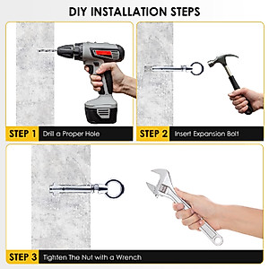 5 PCS M8 Expansion Eyebolt Bolt, Heavy Duty 304 Stainless Steel Eye Ring Screw Fastener for Wall Concrete Brick Anchor