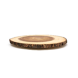Lipper International Acacia Wood Large Slab Lazy Susan with Bark Rim