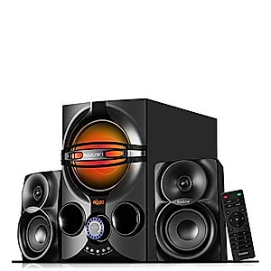 Boytone BT-424FN, 2.1 Multimedia Bluetooth Speaker System Powerful Shelf Stereo Wired Systems, FM, SD Slot, USB Port, MP3 Format, 40 Watts, Reactive LED Light, Remote Control, for Smartphone, Tablet