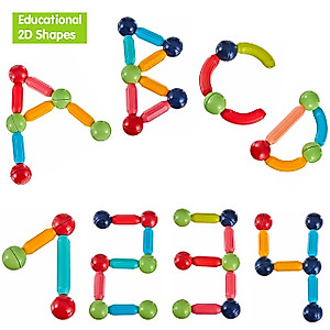 BrainSpark 64PCS DigitBuilders, Fun & Educational Magnetic Building Sticks and Balls for Kids STEM Learning, Montessori Preschool Toys