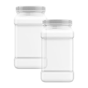 Mountain West Company Square Clear Jar with Pinch Handle, 2 Pack, Plastic Storage Container, Great for Food Storage, 1 Gallon Size