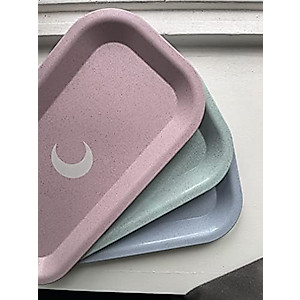 Brando Moon Small Rolling Tray - Blue Lightweight Plant Based Tray - Made from Plants - Low Carbon Kitchen Tool - Curved Edges and Smooth Surface - Travel Size 8 x 4.1 inches