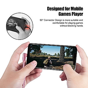 finekeep iPhone Charger Cord 3 FT, MFi Certified iPhone Charger Cable Short Lightning Cable 90 Degree Fast Data Cable Nylon Charging & Syncing Cord for iPad/iPhone13/12/11/XR/XS/Max/X(Pink), 3FT