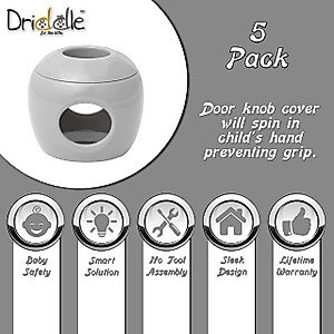 New & Improved - Door knob Baby Safety Cover - 5 Pack - Deter Little Kids from Opening Doors with A Child Proof Door Handle Lock - Driddle