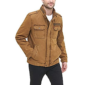 Levi's Men's Washed Cotton Two Pocket Military Jacket (Standard and Big & Tall), Worker Brown, Large