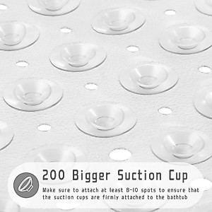 Yimobra Original Bath Tub Shower Mat Extra Long 16 x 40 Inches, Non-Slip with Drain Holes, Suction Cups, Machine Washable, Phthalate Free, Latex Free, BPA Free, Bathroom Mats Clear