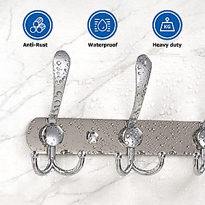 Damita Coat Rack Wall Mount - 5 Tri Hooks, Heavy Duty Coat Hooks for Bathroom, Mudroom, Entryway, Kitchen, 304 Stainless Steel Modern Wall Hook Rack (1 Pack, Silver)