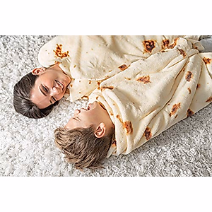 ezly (80" Burrito Tortilla Taco Blanket, Incredibly Soft, Premium Double Sided Wrap Microfiber Fleece Throw, Food Blanket for Adults, Kids