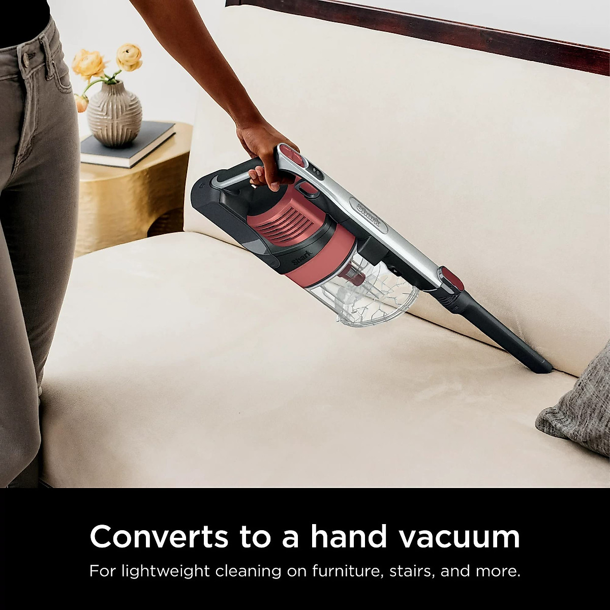 Shark WZ440H Vertex Ultra Lightweight Cordless Stick Vacuum with DuoClean PowerFins, Crevice Tool, Removable Handheld, MultiFLEX, 50 min Runtime, Silver/Red (Renewed)