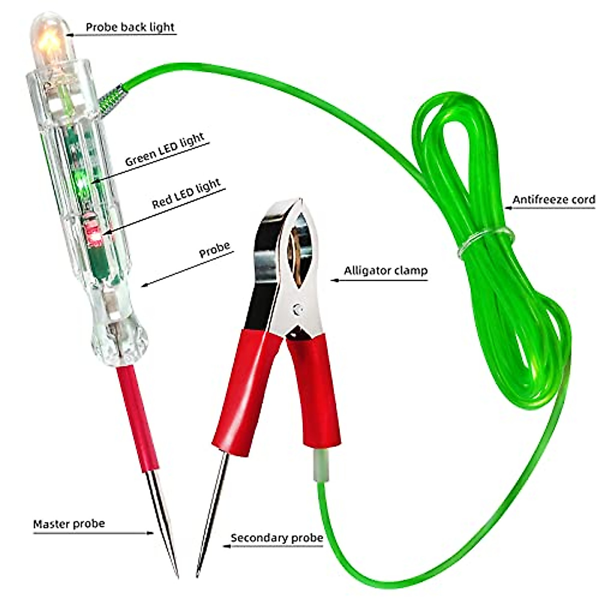 Goupchn Automotive Circuit Tester Kit Test Leads Kit Test Light 3-24V Voltage Tester Dual Probes Alligator Clamps Two-Way Voltage Test for Maintenance of Low-Voltage Circuits