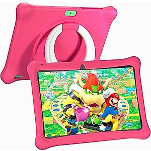 SGIN 10 Inch Android 12 Tablet for Kids with Case 2GB RAM 32GB ROM Kids Tablets with Dual Camera, iWawa Pre Installed, Parental Control APP, Educational Games (Pink)