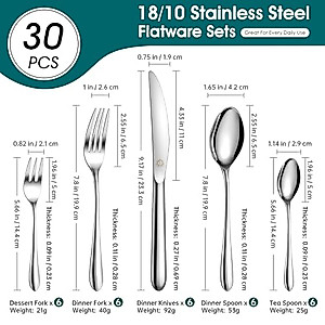 vancasso 30-Piece Silverware Set Service for 6, 18/10 Stainless Steel Flatware Cutlery Set Include Knives/Spoons/Forks, Gift Box & Mirror Polished, Heavy Silverware Set for Home, Kitchen & Restaurant