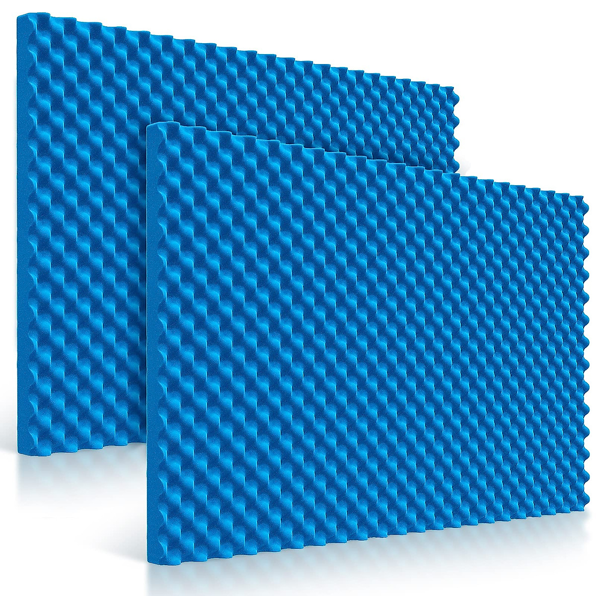 YDHTDLHC 2 Pack Acoustic foam panels 24" X 48" X 2" egg crate foam pad sound proof foam panels studio foam wall panels noise dampening foam wedges decoration tiles for office, home or theater - Blue