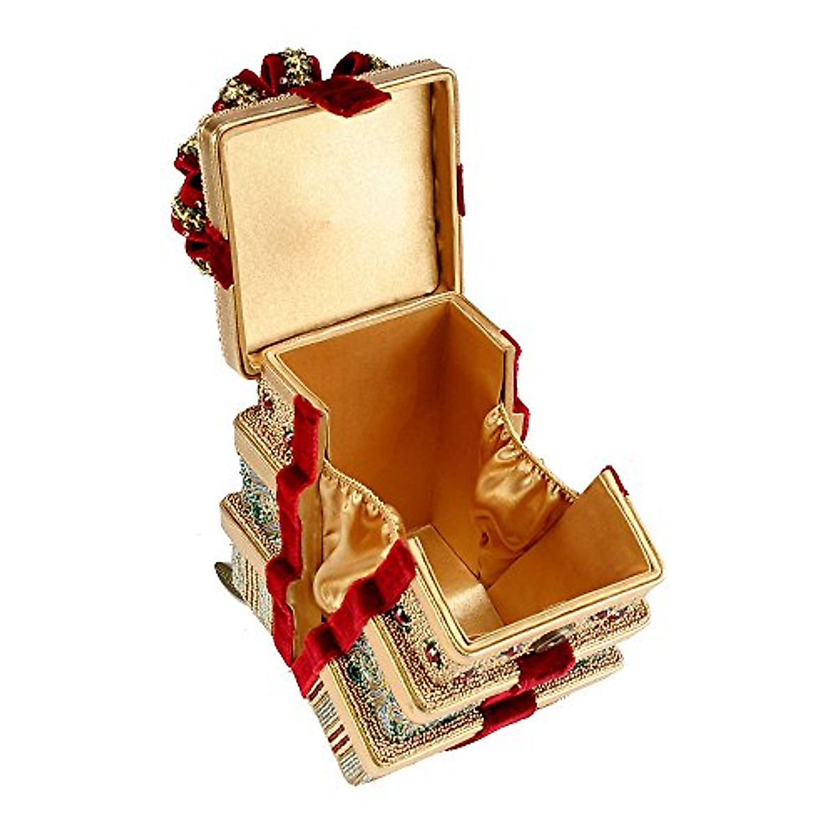 Mary Frances It's a Wrap Beaded Jeweled 3D Velvet Ribbon Gold Christmas Holiday Purse Handbag