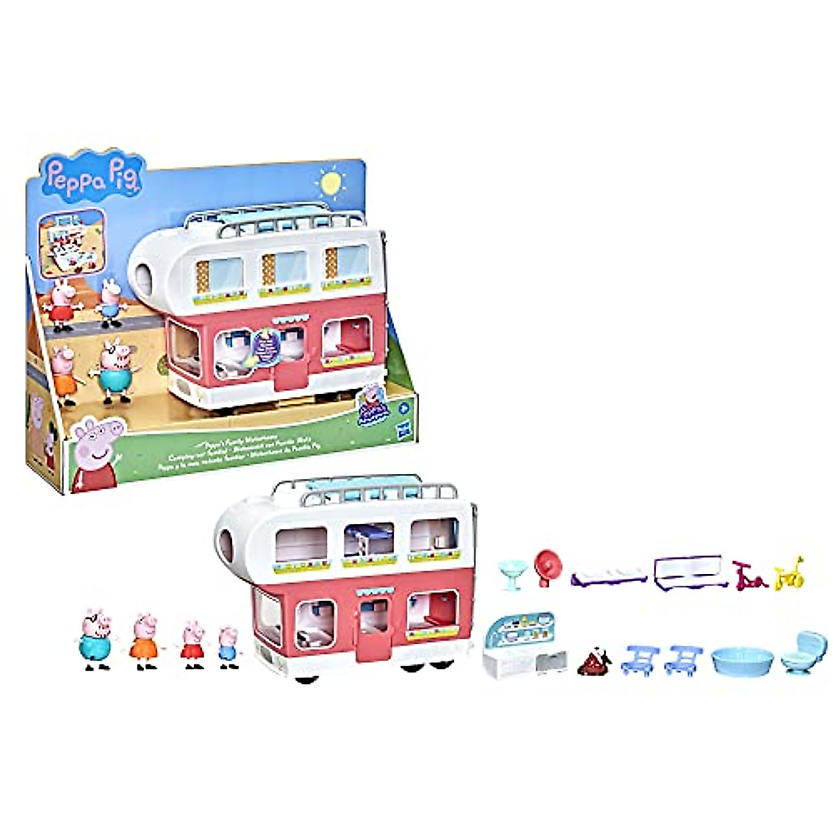 Peppa Pig Peppa’s Adventures Peppa’s Family Motorhome Preschool Toy, Vehicle to RV Playset, Plays Sounds and Music, Ages 3 and up